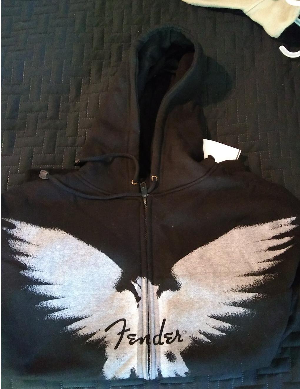 NEW Black Mens Phoenix Rising FENDER Guitar Hoodie Hooded Jacket Size ...