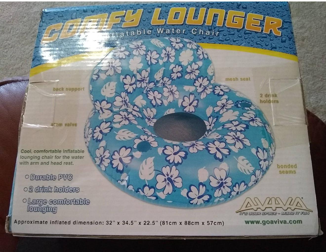 Aviva Hibiscus Lounge Pool or Lake Float Floatie Chair Floral Design NEW