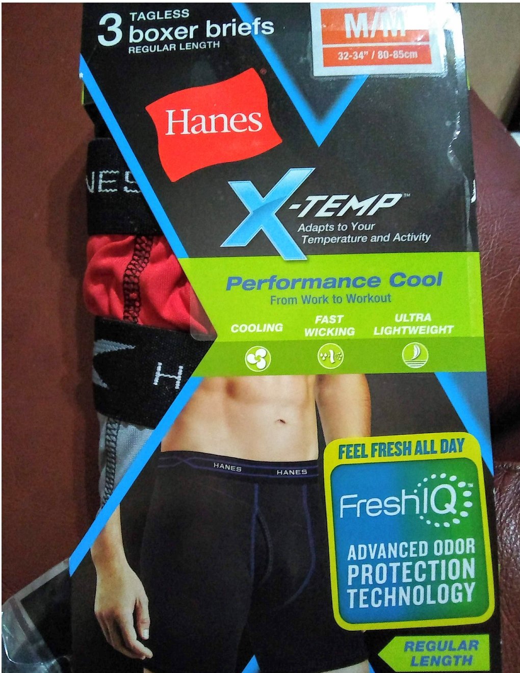 NEW Medium Black/Red Hanes 3 Pack Mens X-Temp TAGLESS Boxer Briefs ...