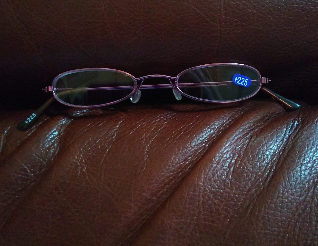 NEW Slim Line Reading Glasses Cheaters Metal Frame 2.25 Mag Purple Frames