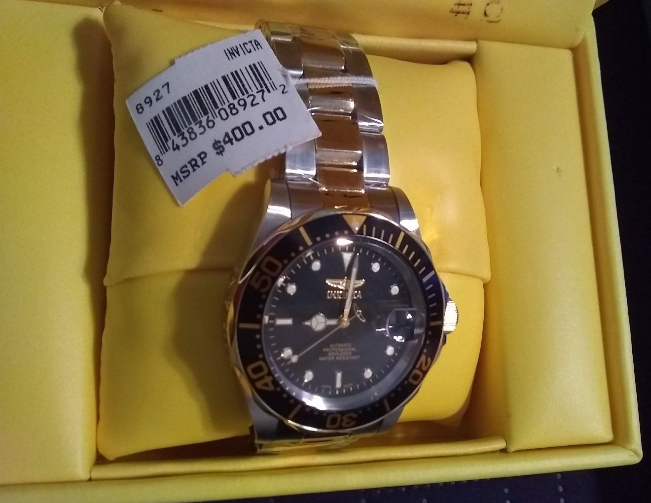 NEW Invicta 8927 Pro Diver Automatic 18k Gold IP 2Tone Black Dial ...