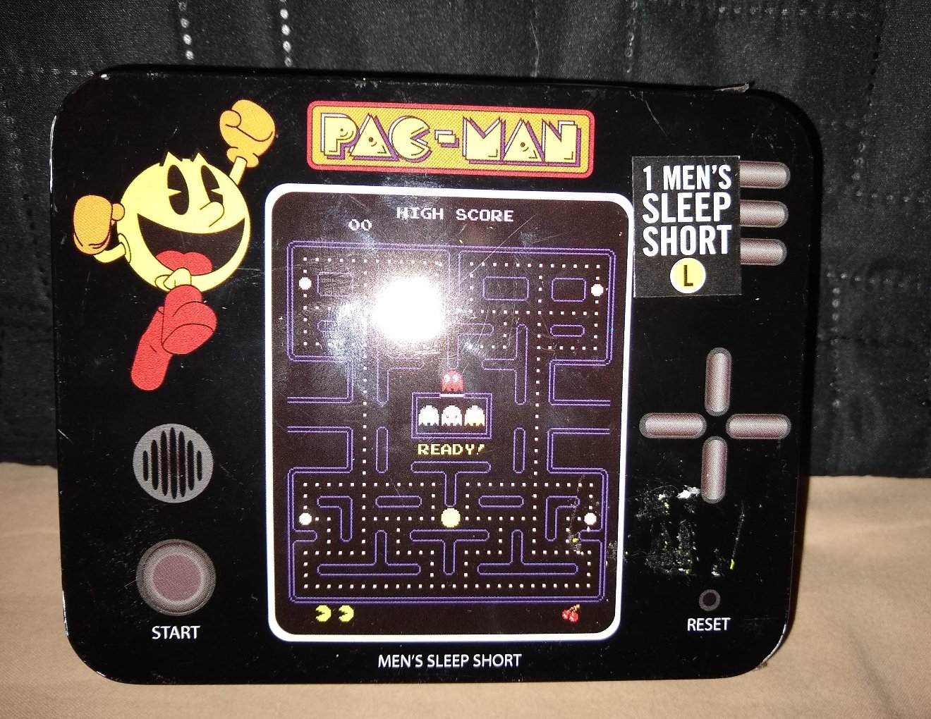 NEW Pac-Man Sleep Shorts Boxers in Tin BLUE Boxer Pac Man Ghosts Blinky ...