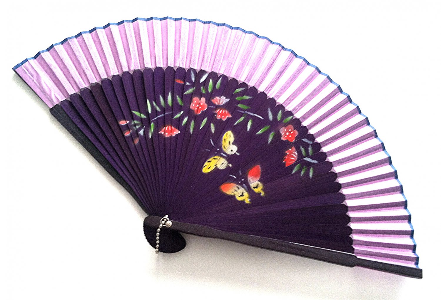 Lavendar Purple Bamboo Fan Folding Handfan 201038 with Butterfly and ...