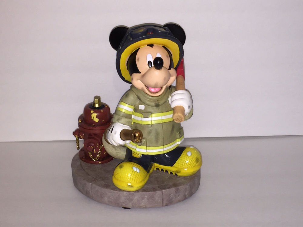 Disney Parks Fireman Mickey Mouse Medium Big Fig Figure Statue NEW!
