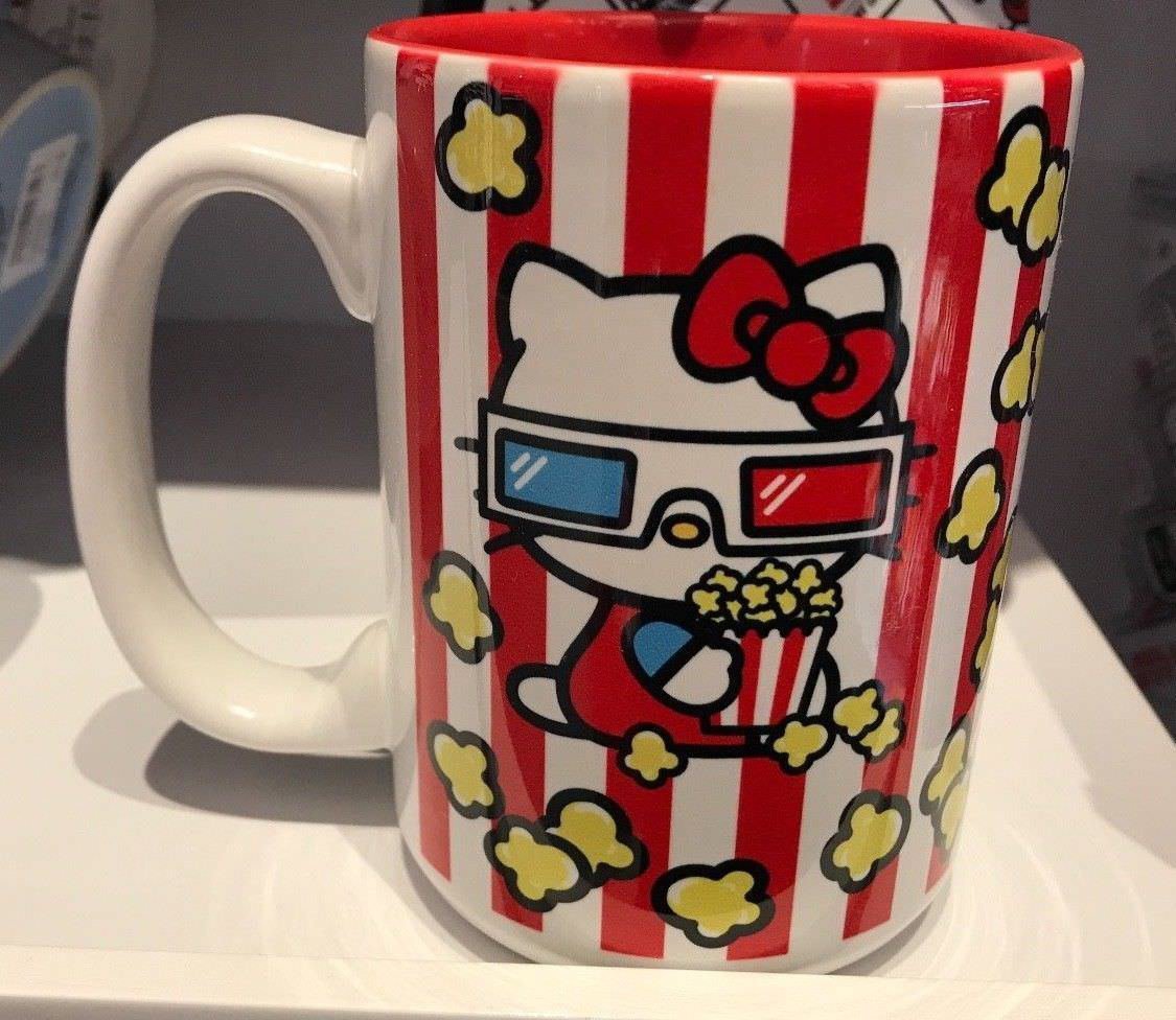 Universal Studios Hello Kitty Red and White Striped Ceramic Mug Brand New