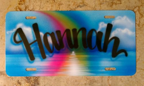 Airbrush Custom License Plate Car Tag Rainbow Personalized w/ Your Name