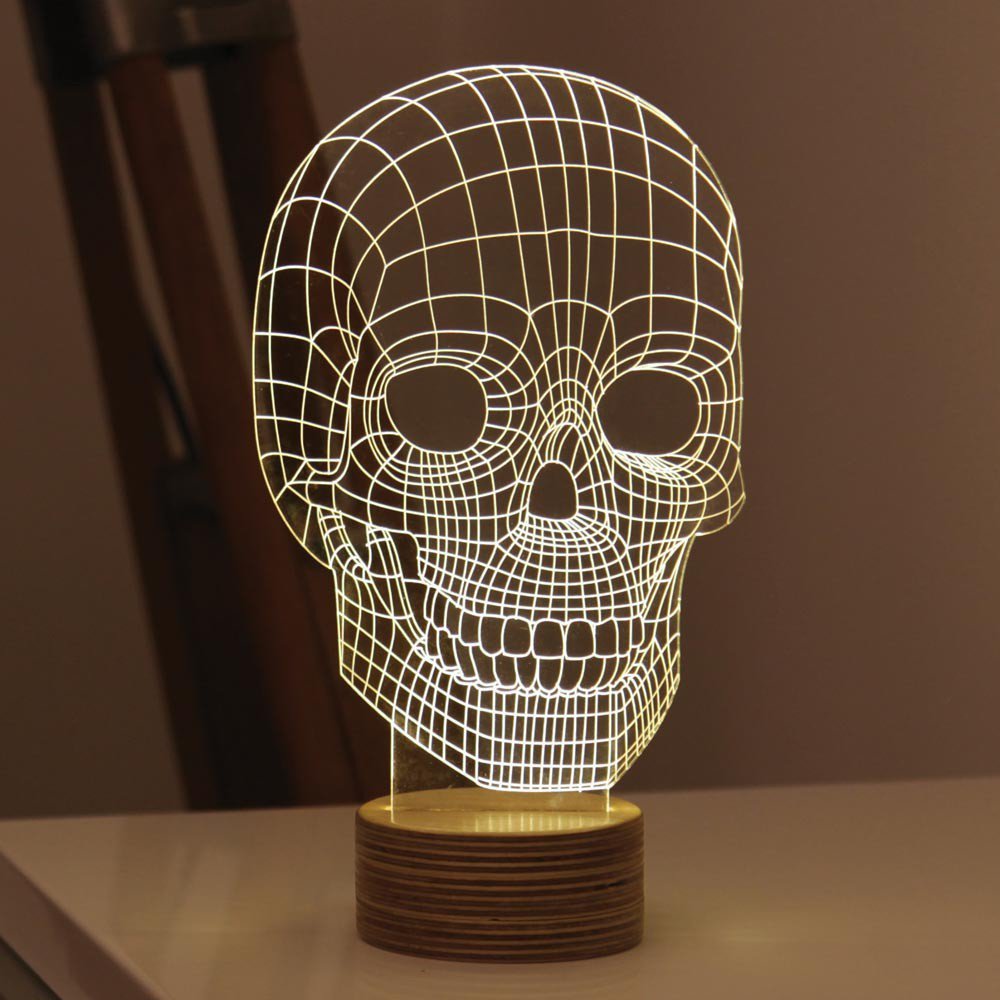 3D Wood Mood Lamp Building Light Skull Micro USB Table Lamp Home Lighting