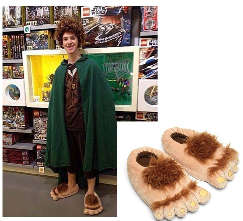 34-42 Savage Hairy Hobbit Feet Big Feet Home Slippers CosPLAY Gift ...