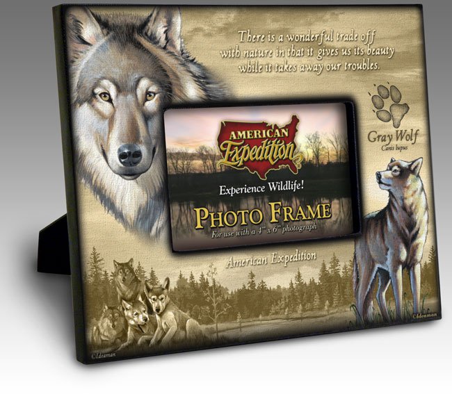 Gray Wolf Canvas Wrapped Photo Frame