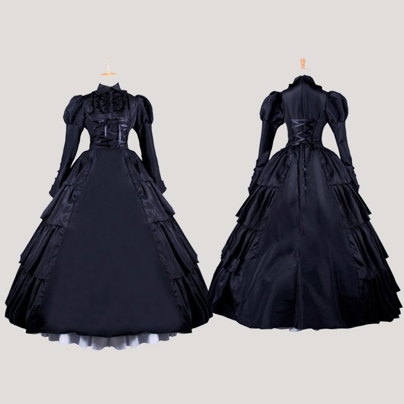 Custom made Elegant ROCOCO Punk gothic victorian style prom ball gown