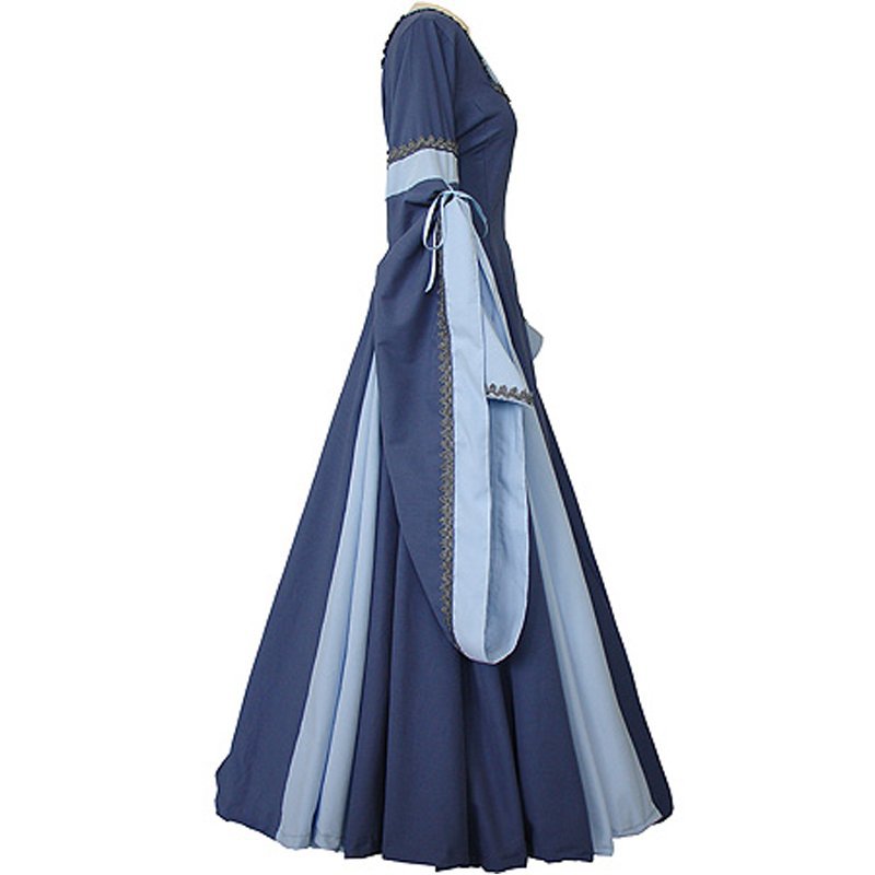 Light Blue Medieval And Renaissance Dress With Trumpet Gothic Dress
