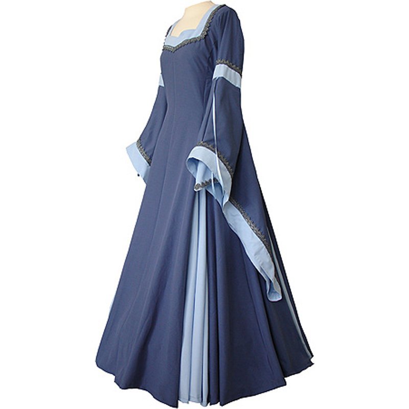 Light Blue Medieval And Renaissance Dress With Trumpet Gothic Dress
