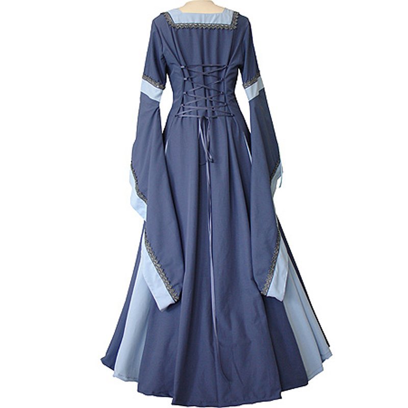 Light Blue Medieval And Renaissance Dress With Trumpet Gothic Dress