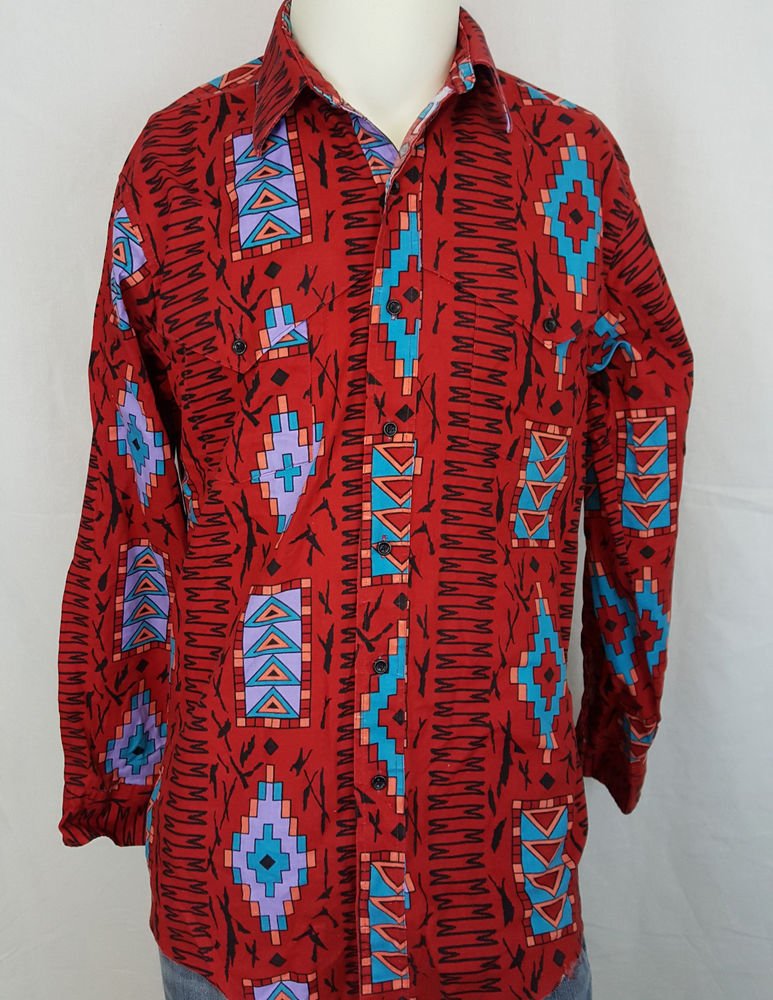 Vintage Wrangler Southwestern Aztec Native American Western Cowboy ...