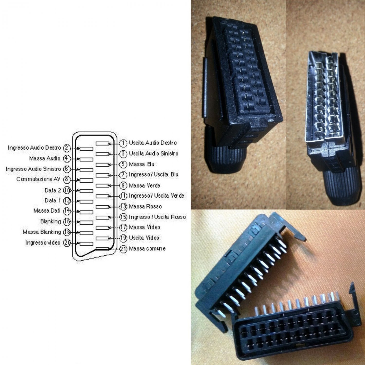 NEW SCART MALE or FEMALE socket connector for AV DVB T/T2 DVD MPEG4 ...