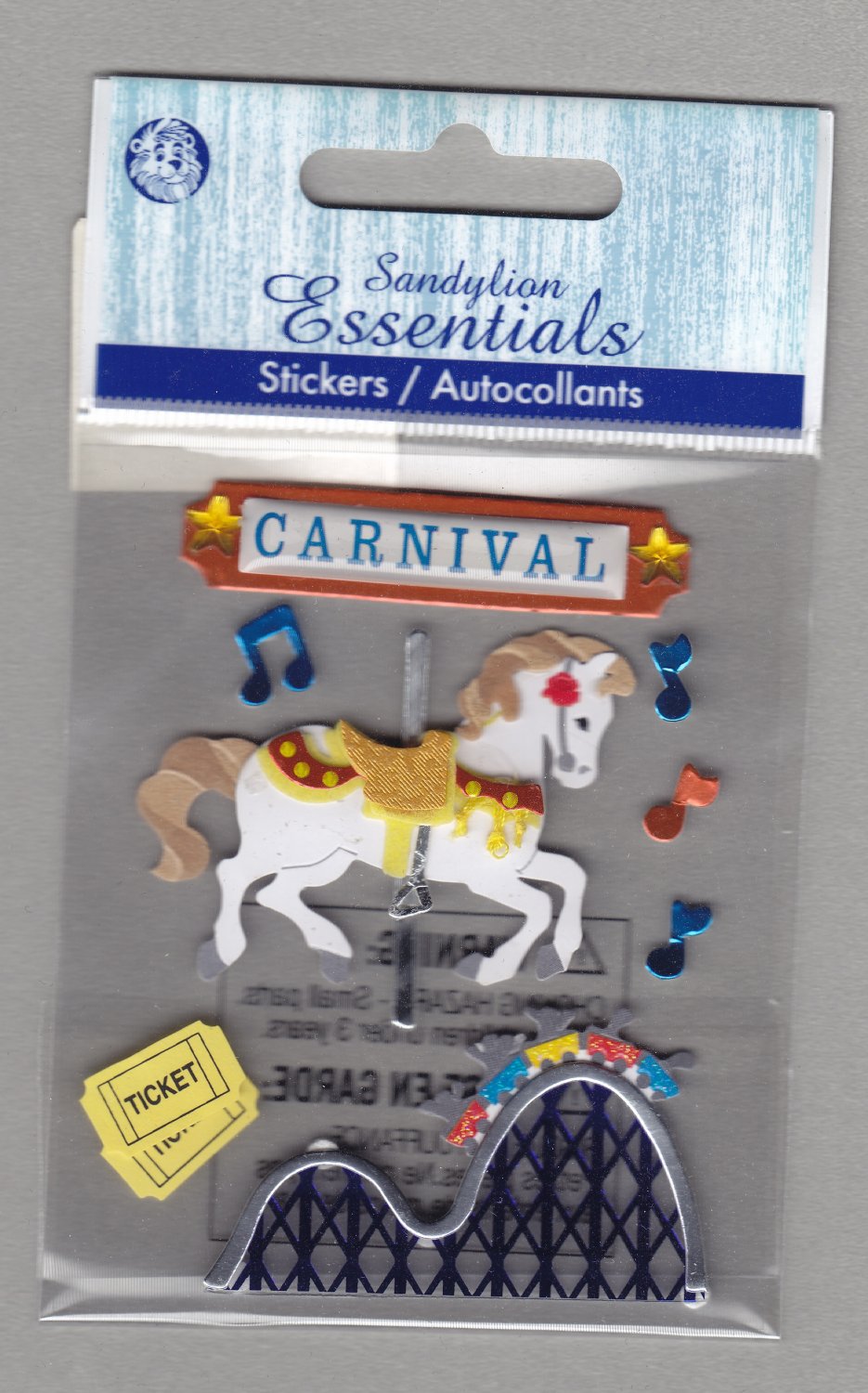 Sandylion Essentials Scrapbooking Stickers CARNIVAL carosel roller ...