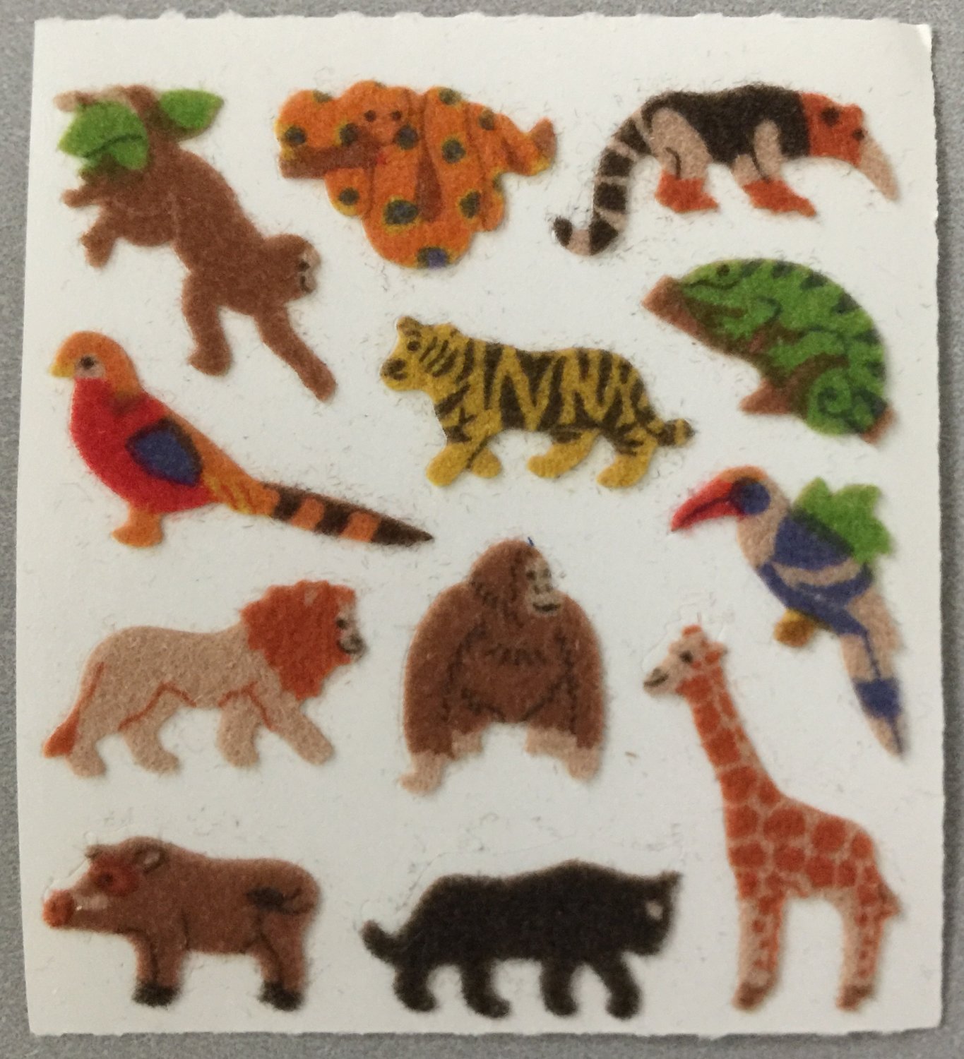 Sandylion Fuzzy Stickers JUNGLE ANIMALS Retro Rare Vintage Retired FM332