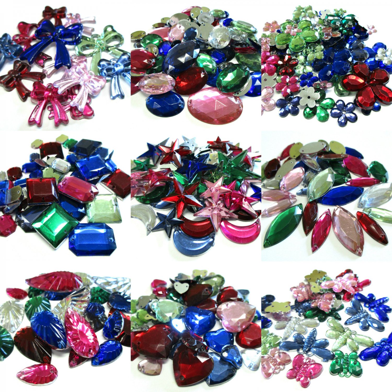 330 Pc. Jewels Acrylic Gems Plastic Clothing Fabric Sew-on Glue-on ...