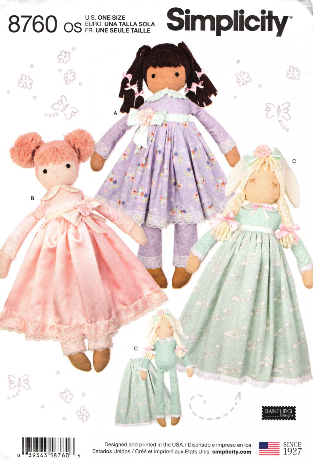 Simplicity 8760 25 Inch Doll and Clothes Sewing Pattern
