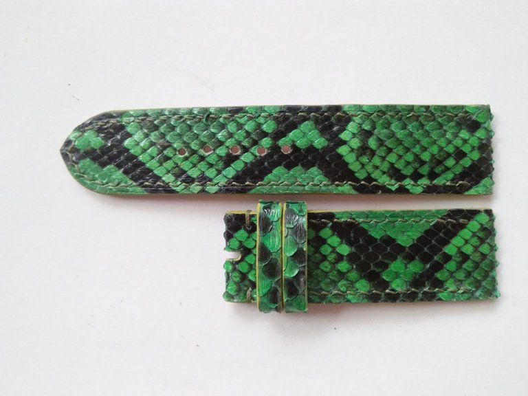 Genuine Python Leather Watch Strap. Handmade Green Python Watch Strap