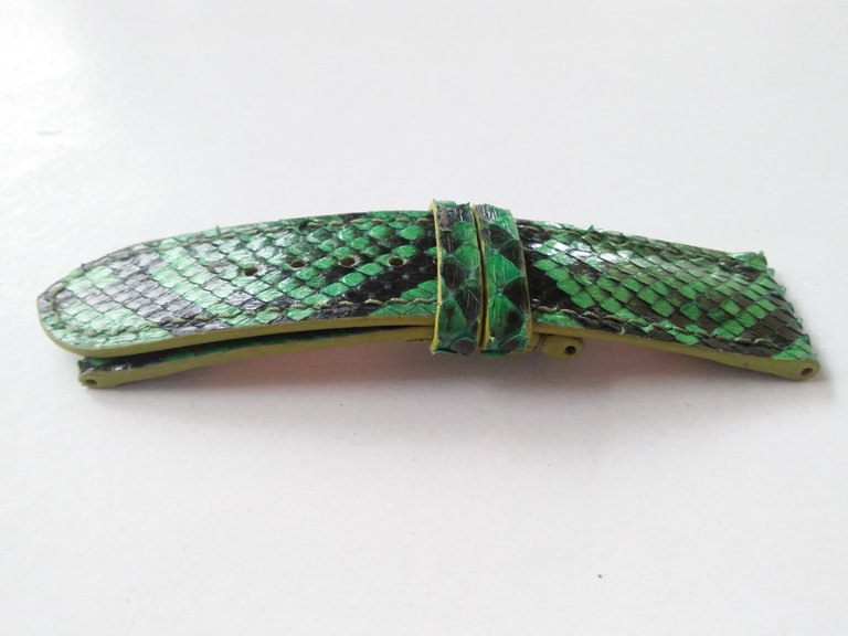 Genuine Python Leather Watch Strap. Handmade Green Python Watch Strap