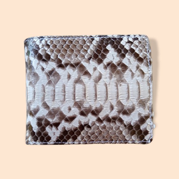 Genuine Python Snakeskin Leather Men's Bifold Wallet - Natural