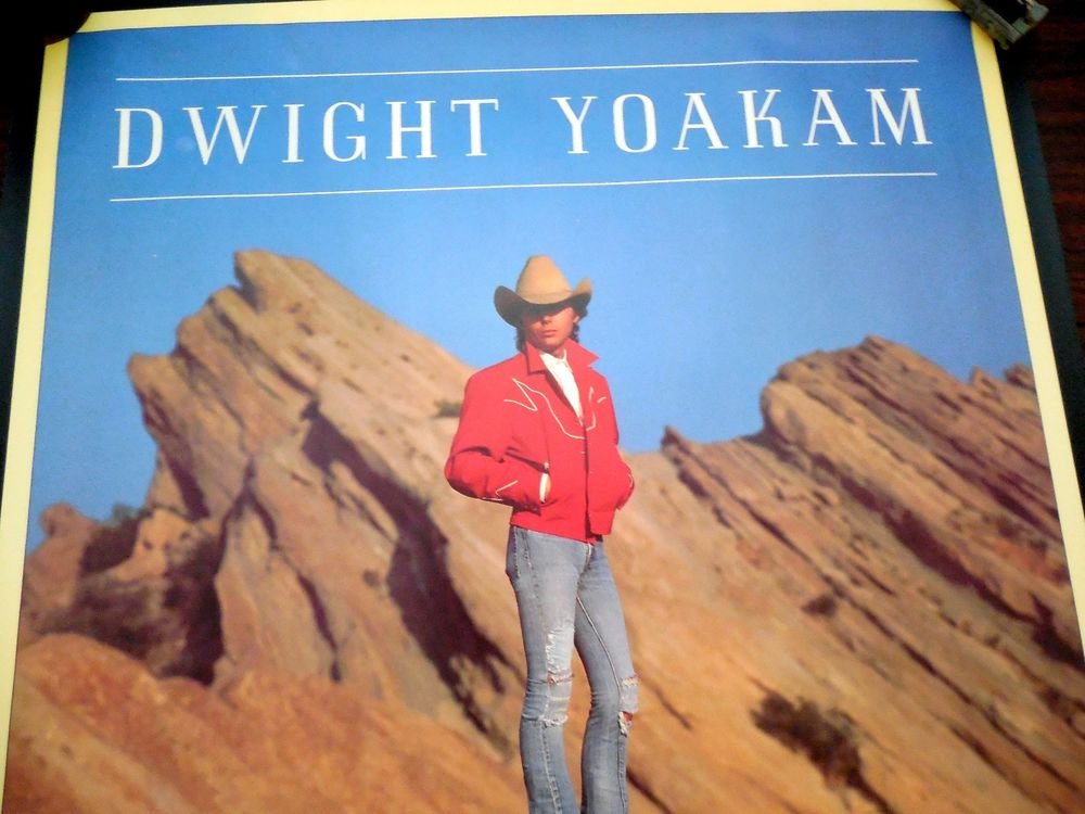 23X35 1989 PROMO POSTER COUNTRY COWBOY HAT DWIGHT YOAKAM JUST LOOKING FOR A HIT