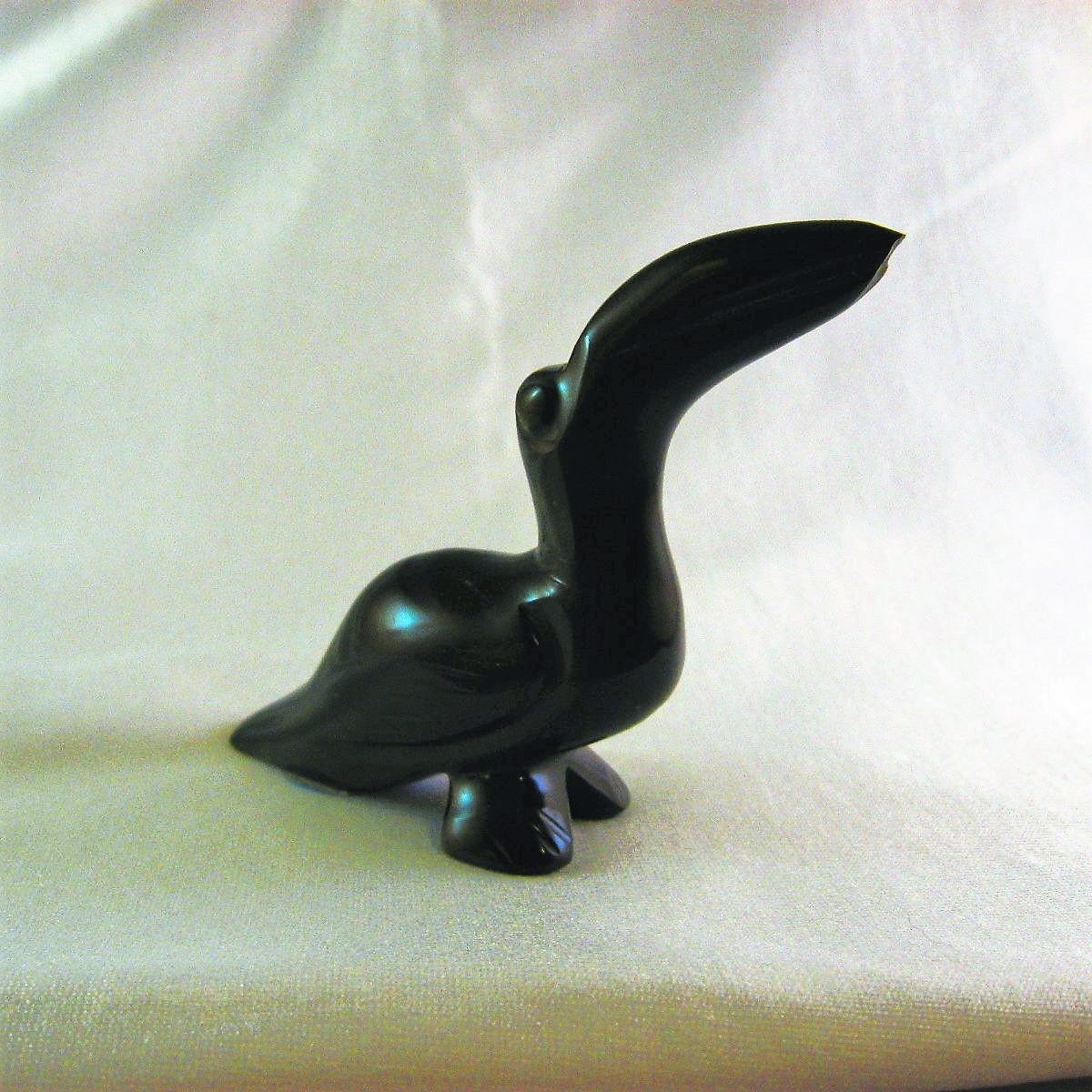 Black and Gold Sheen Obsidian Carved Tucan, Handmade Bird From Peru, 3 ...