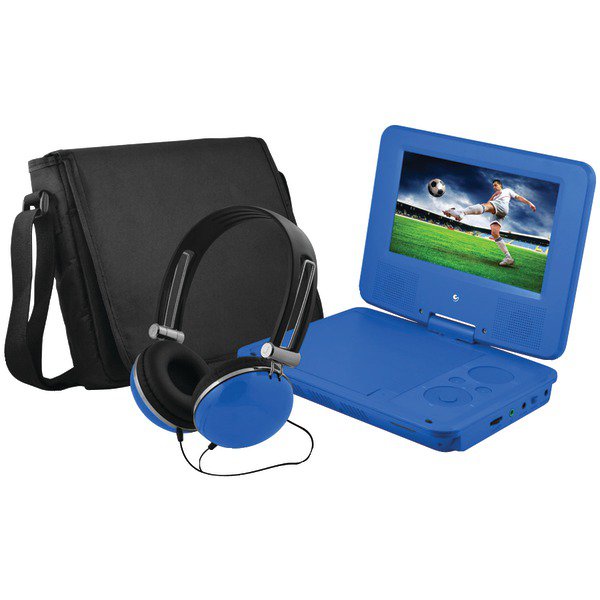 EMATIC EPD707BU 7"" Portable DVD Player Bundles (Blue)