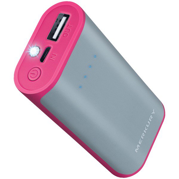 MERKURY MI-PB420-652 4,000mAh Rubberized 2-Tone Power Bank (Gray/Pink)