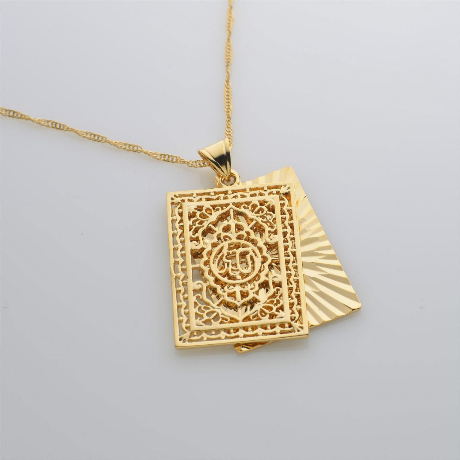 Fashion 18k gold plated Allah design pendant & necklace ! Islam Jewelry ...