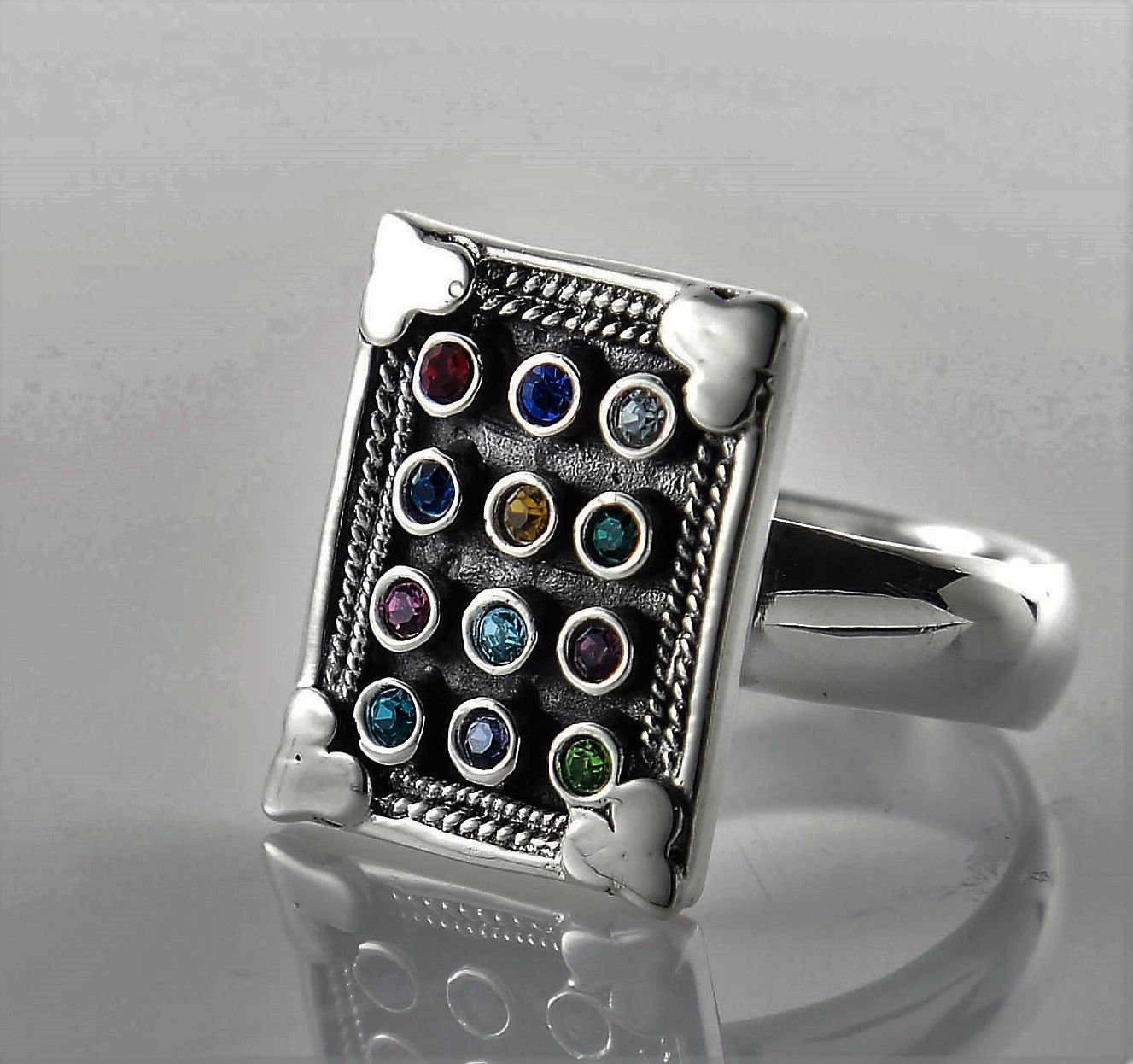 Solid sterling silver 925 hoshen breastplate of Israel High Priest ring ...