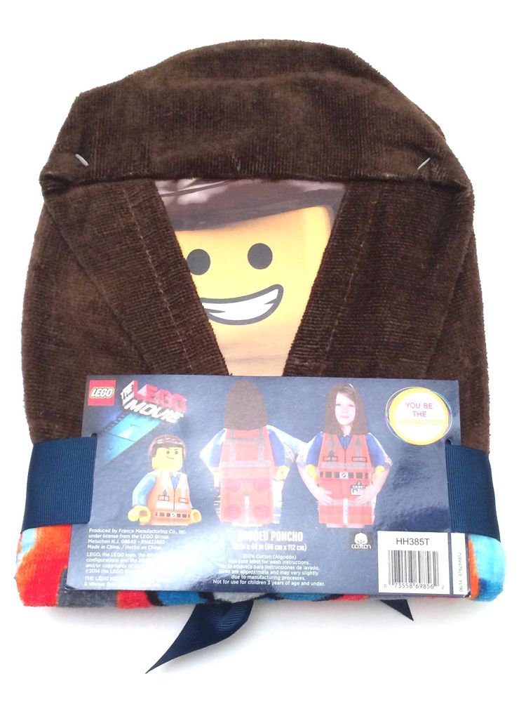 Lego Movie Emmet Hooded Bath Pool Towel 22 x 44 inches 100% Cotton ...