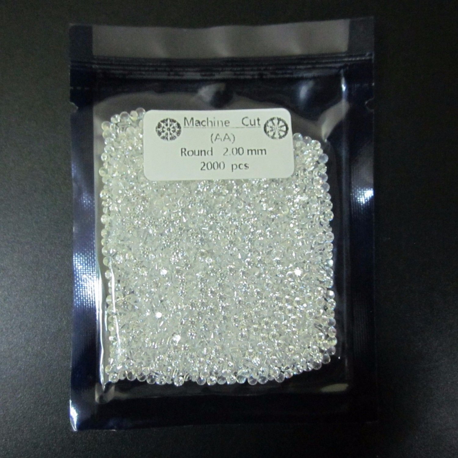 Cubic Zirconia White CZ ROUND CUT 2mm 1000pcs PremiumAA Grade Loose ...