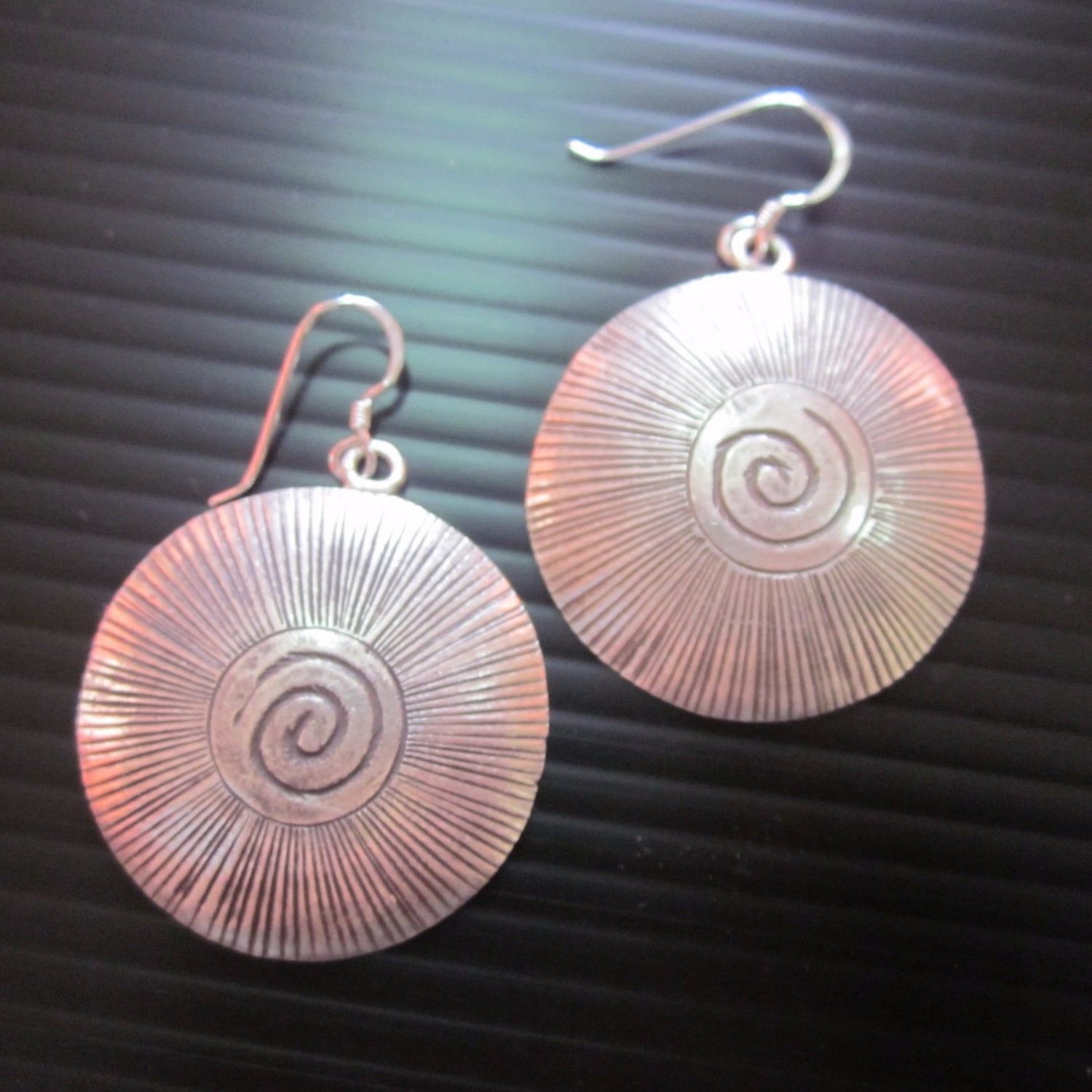 Fine Silver Earrings Karen Vintage Fashions Dangle Spiral Round Circle ...