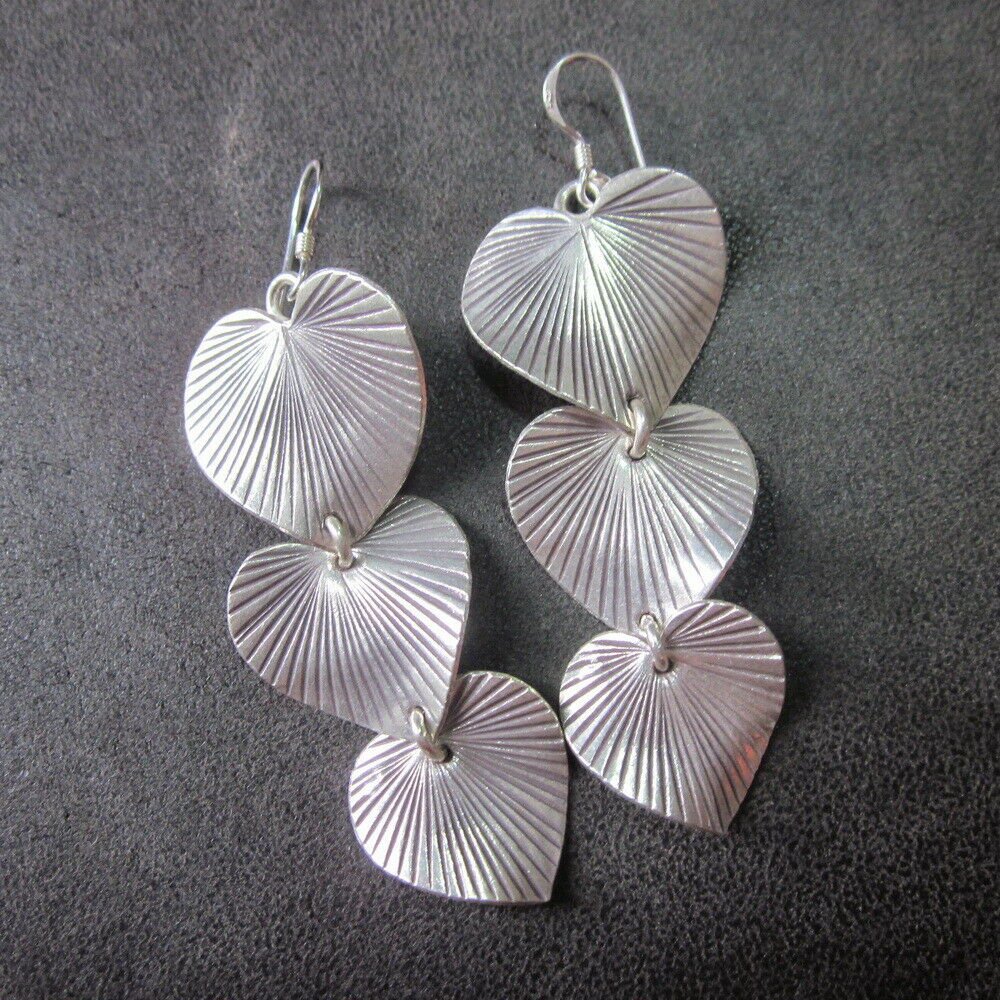 Fine Silver Earrings Sterling 925 Triple Layers Leaves Women Fashions ...