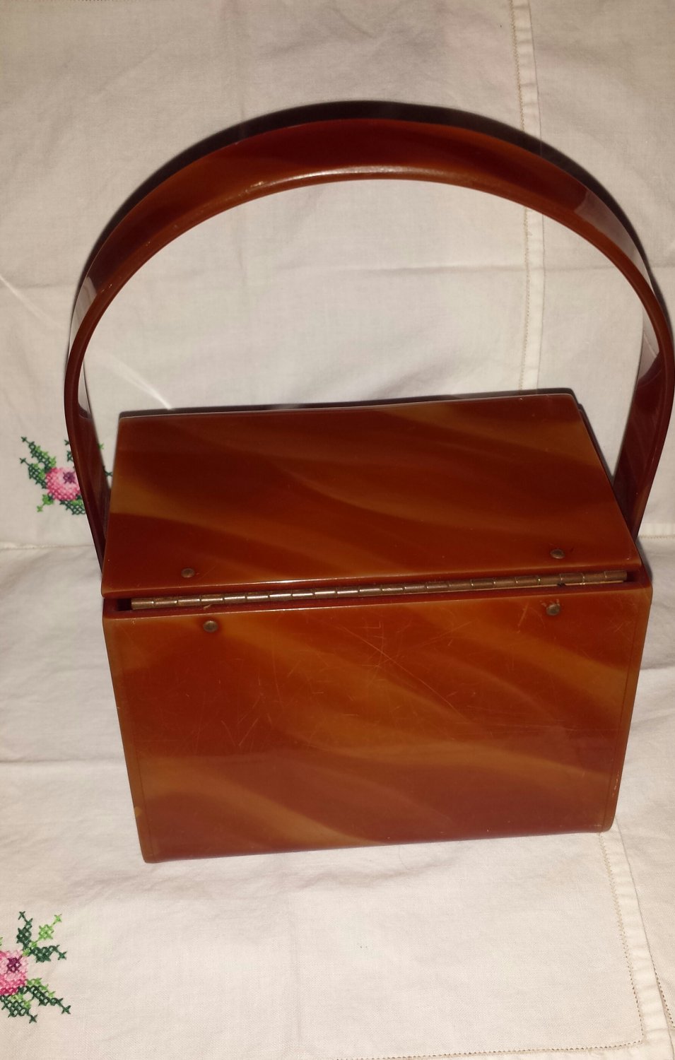 GLAM Vintage 1950s Bakelite Lucite Tortoise Shell Box Purse Handbag ...
