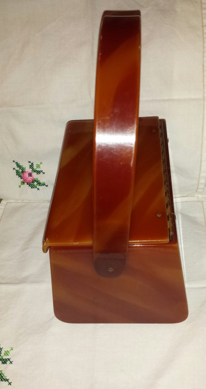 GLAM Vintage 1950s Bakelite Lucite Tortoise Shell Box Purse Handbag ...