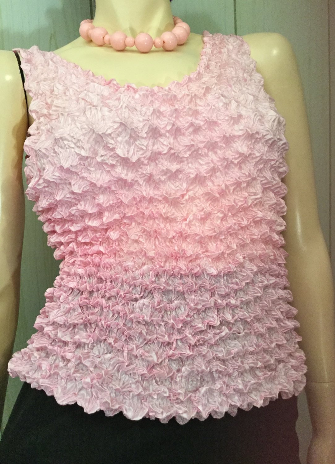 Vintage PINK Popcorn Bubble Crinkle Super Stretchy Magic Shirt One Size ...