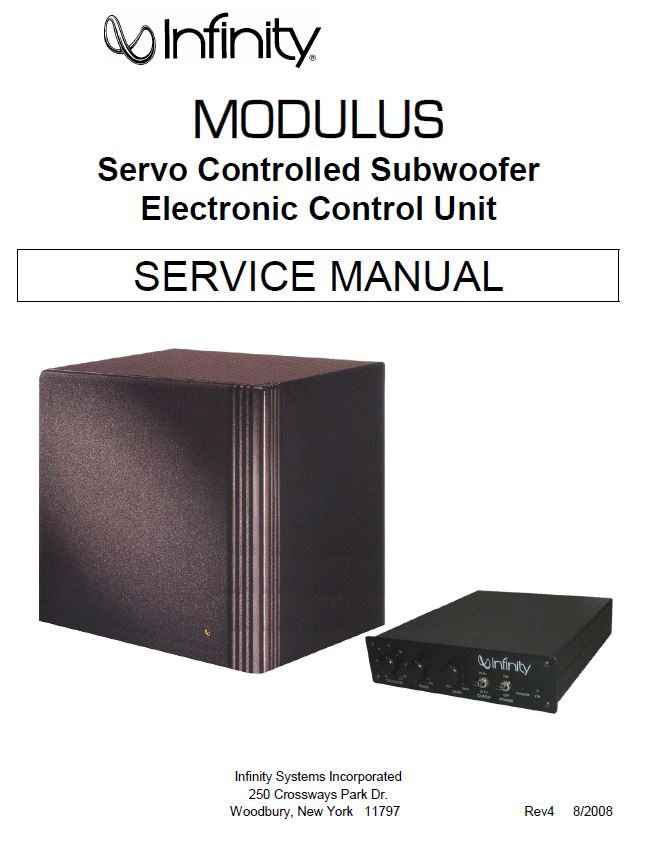 Infinity Modulus Servo Control Unit Sub Subwoofer Service Manual PDF ...