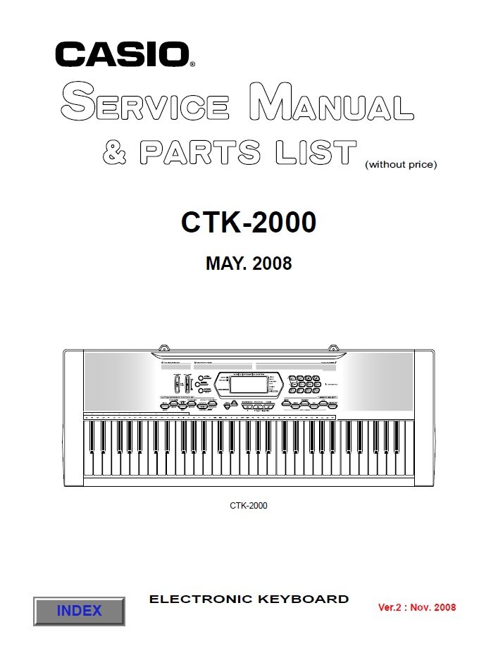 Casio CTK-2000 Ver.2 Electronic Keyboard Service Manual PDF (SBTCS2612)