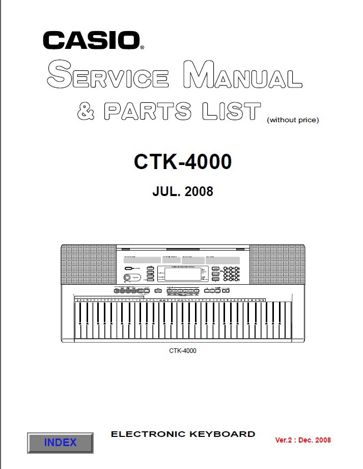 Casio CTK-4000 Ver.2 Electronic Keyboard Service Manual PDF (SBTCS2615)
