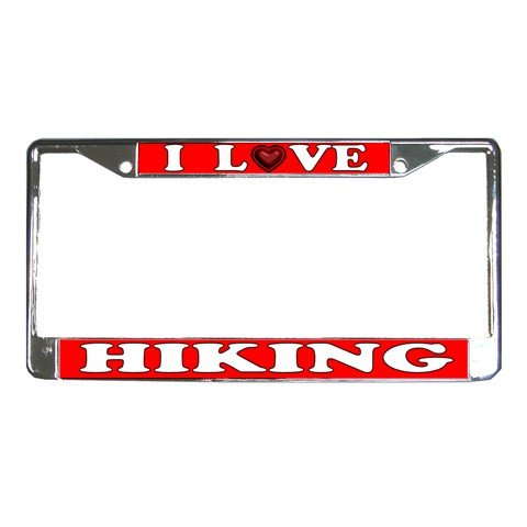 I LOVE HIKING License Plate Frame Vehicle Heavy Duty Metal 21360166