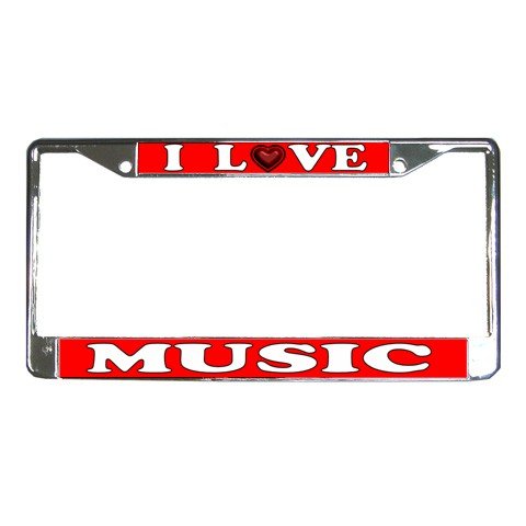I LOVE MUSIC License Plate Frame Vehicle Heavy Duty Metal 21360171
