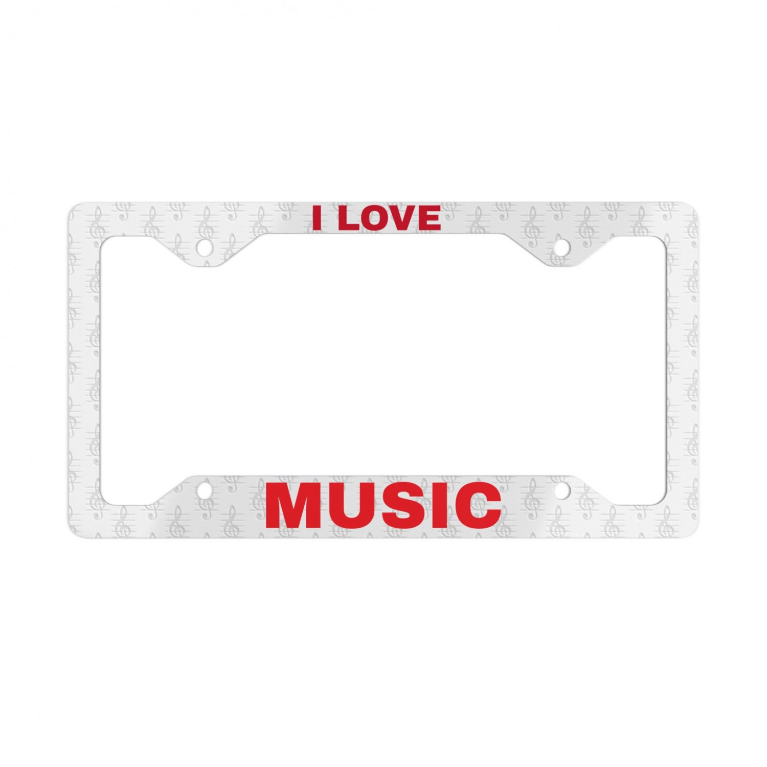 I LOVE MUSIC License Plate Frame Vehicle Aluminum with a Glossy Finish ...