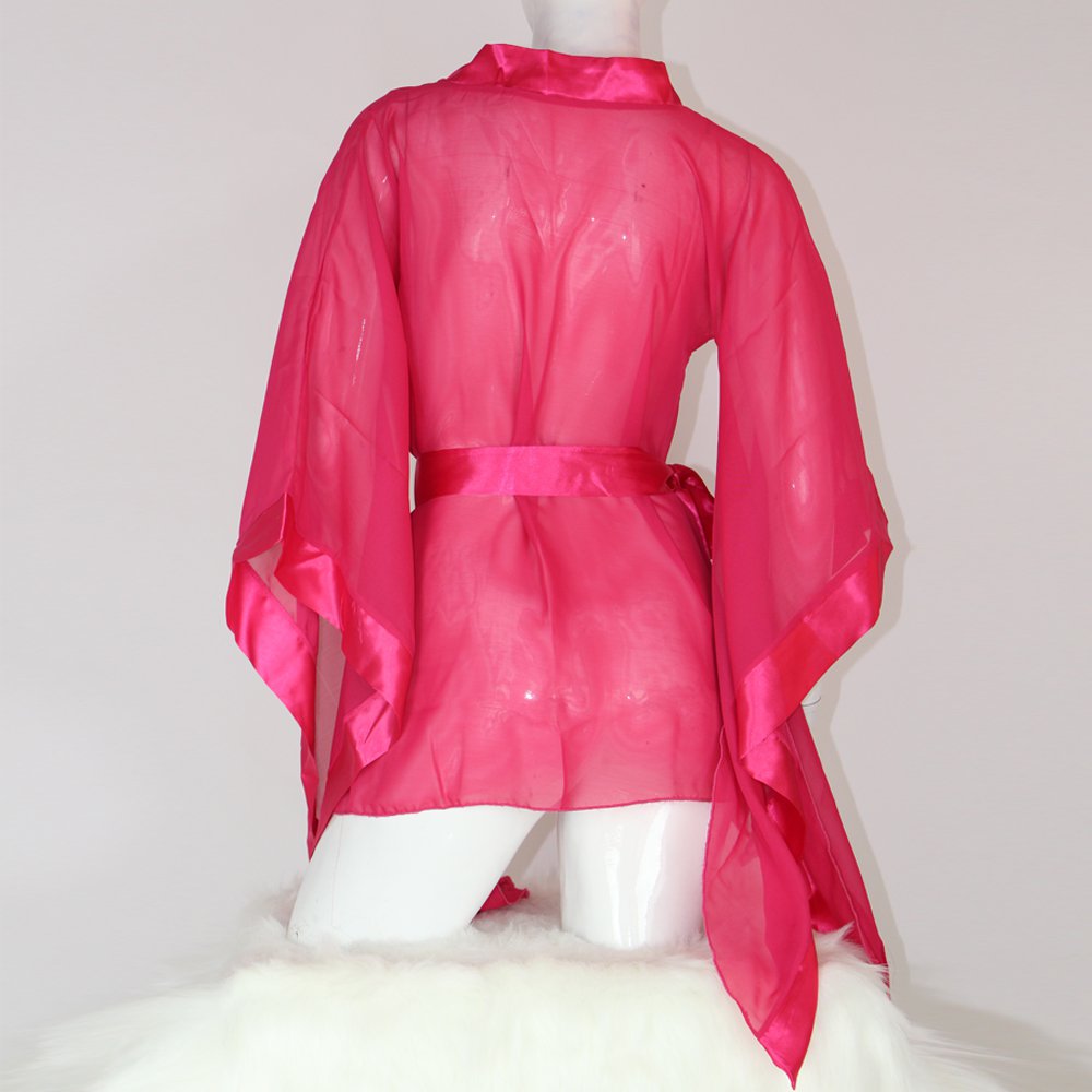 Sexy Transparent Blouse for Women Summer Sheer Shirts White Pink Kimono ...