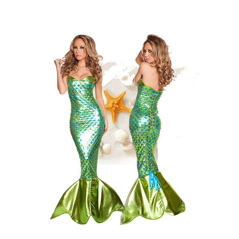 Mermaid Princess Uniform Woman Shiny PVC Carnival Fancy Dress Halloween ...