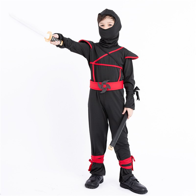 Children Halloween Role Playing Black Ninja Dress Kids Masked Warrior ...