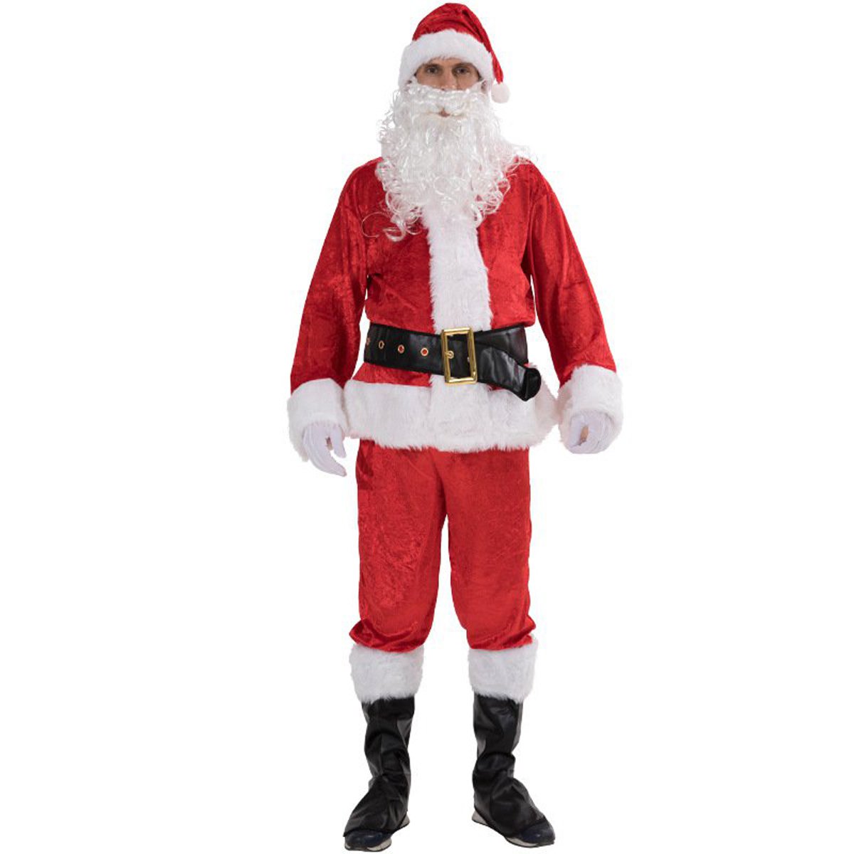 Plus Size Santa Claus Costume Men Xmas Overalls Clothing Sexy Christmas ...