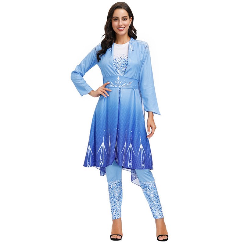 Halloween Elsa Cosplay Costume Frozen 2 Fancy Dress Snow Princess ...